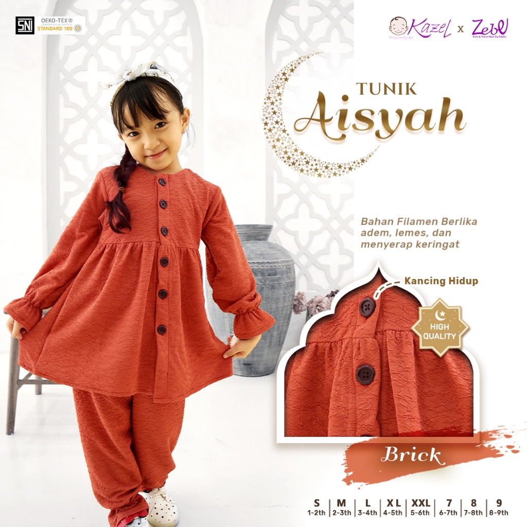 Jual KAZEL Set Tunik Anak Perempuan Aisyah 1-9Thn (1Stel) | Shopee Indonesia