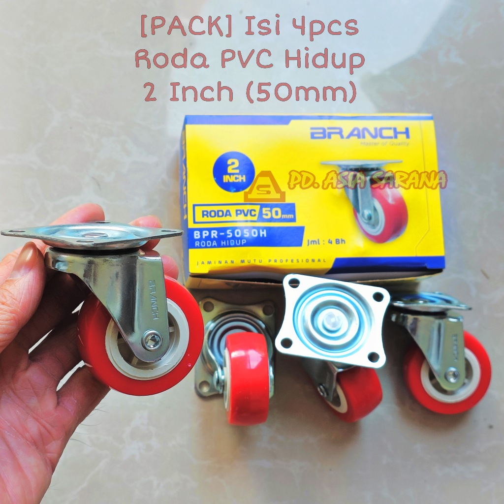 Jual [PACK] Roda Trolley 2" Inch Hidup PVC BRANCH BPR-5050H Troli ...