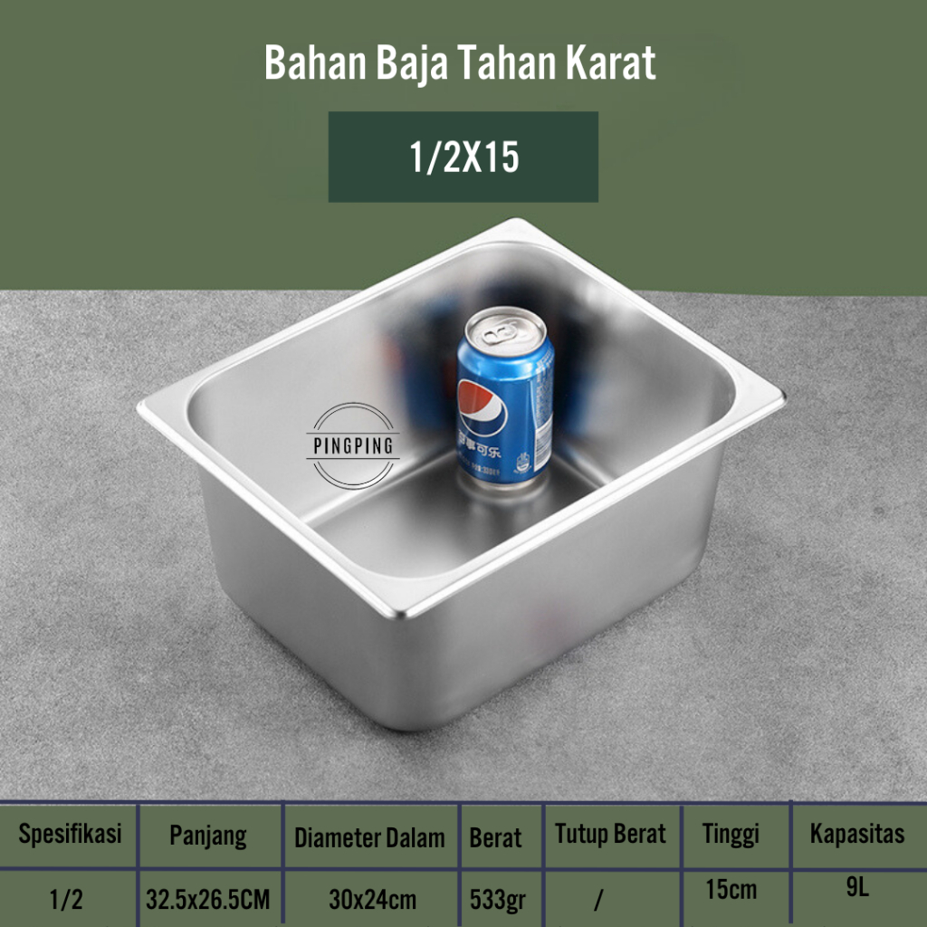 Jual Food pan Stainless steel 1/1x6.5- 1/2x6.5 Food pan Stainless steel 1/1x6.5,-1/2x6.5 -1/3x6 ...