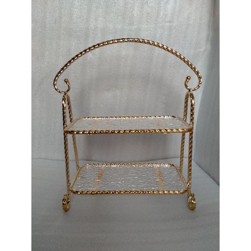 Jual tempat kue susun kaca cake stand display gold mewah | Shopee Indonesia