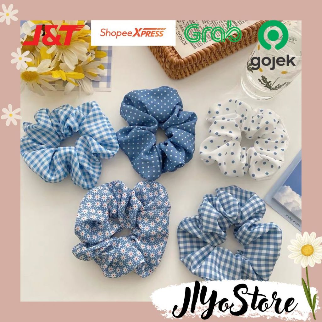 Jual Ikat Pita Kucir Aksesoris RambutModel Korea Motif Grid Garis Kotak ...
