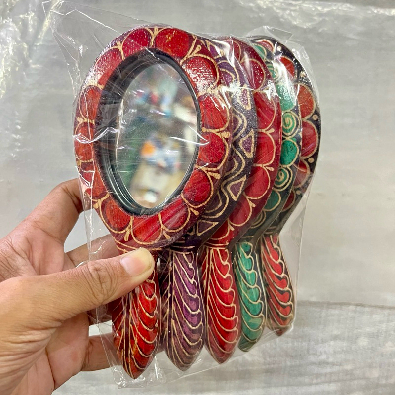 Jual Handmirror / Cermin gagang batik kayu (isi 5pcs) Souvenir oleh ...