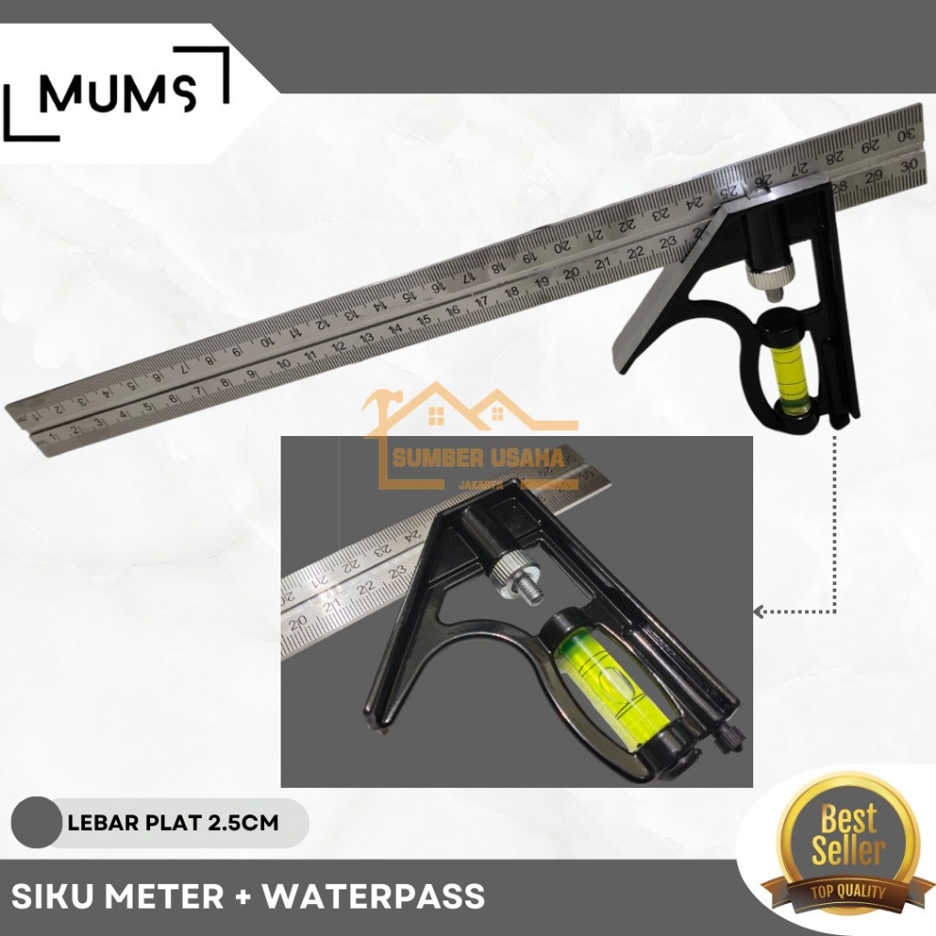 Jual Penggaris Siku L Waterpass Kombinasi Square Ruler Sudut 30cm 12 ...