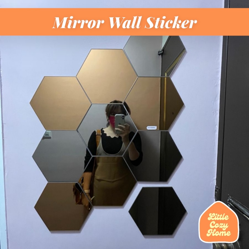 Jual 1Pcs Mirror Wall Sticker Hexagon / Stiker Wallpaper Dekorasi ...