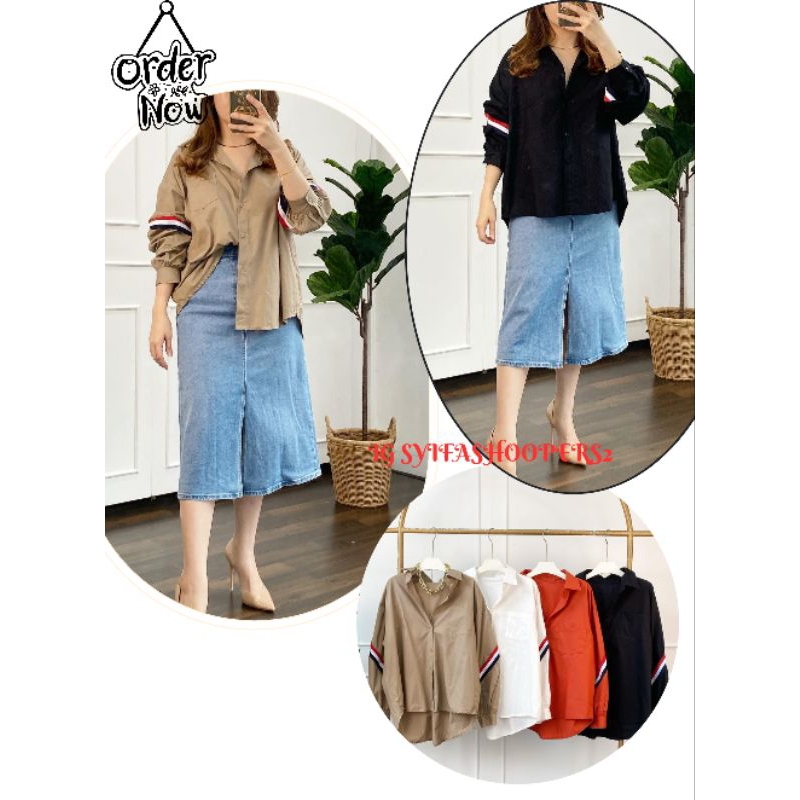 Jual PREMIUM COTTON LIST SHIRT | PAKAIAN WANITA BAJU PEREMPUAN BLOUSE ...