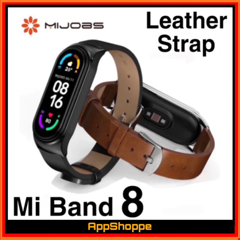 Jual Strap For Mi Band 8 MIJOBS Leather Metal Frame ORIGINAL Tali Jam ...