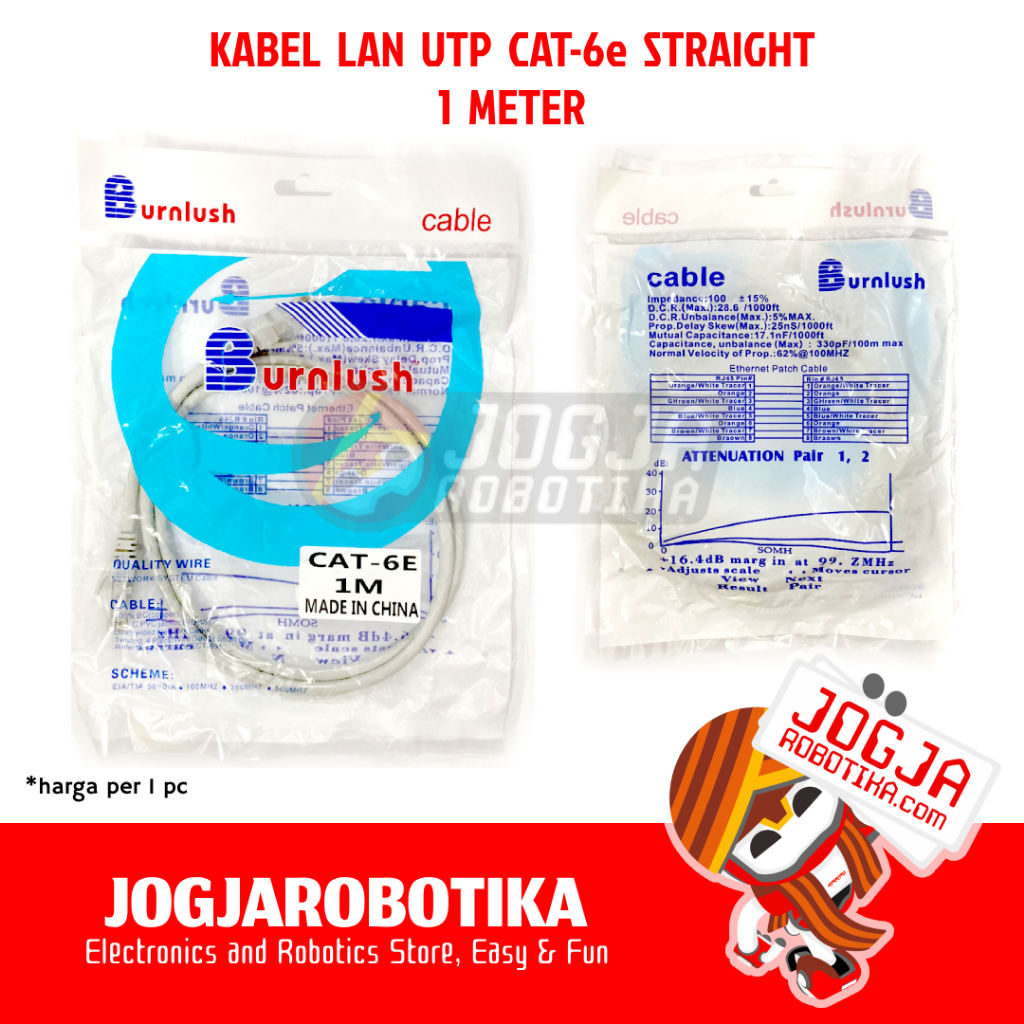 Jual Kabel LAN 1M Straight CAT-6e CAT6e UTP Panjang Kabel 1 Meter ...
