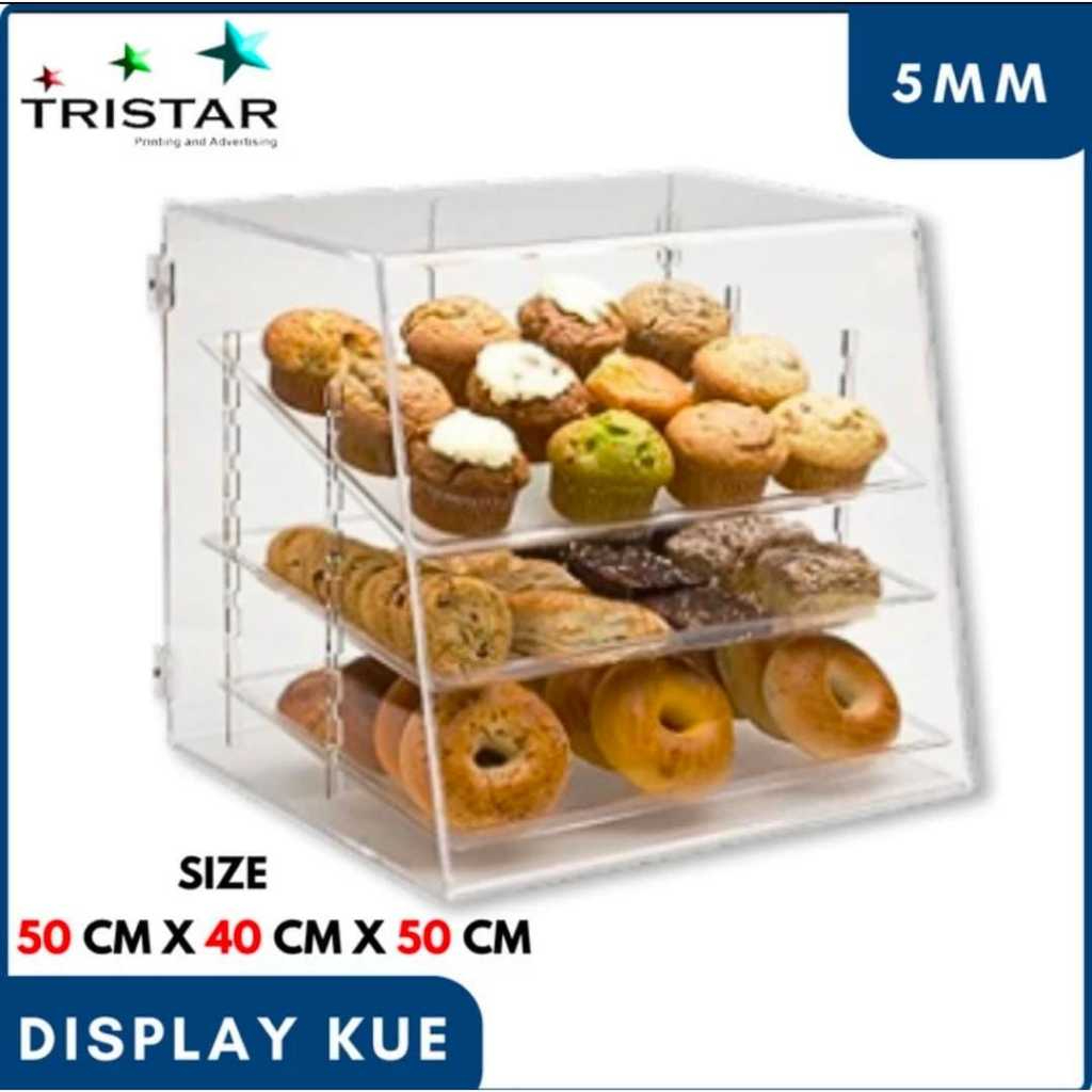 Jual Etalase Display Toko Kue Roti Penyimpanan Makanan Akrilik 50x40x50 ...