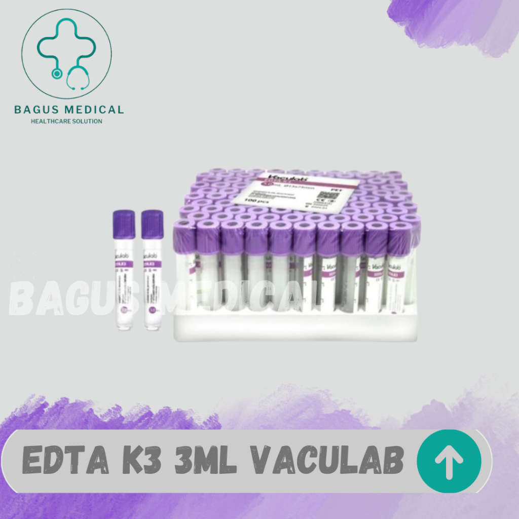 Jual Tabung Darah Vaculab EDTA 3ML K3 Tabung EDTA Vacutainer UNGU ...