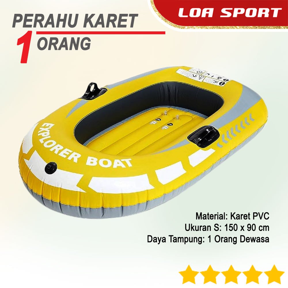 Jual Perahu Karet Mancing 1 Orang 2 Dayung 3 Katup Angin dan Pompa ...