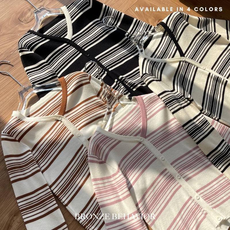 Jual Bronze behavior Hani knit top atasan rajut lengan panjang motif ...