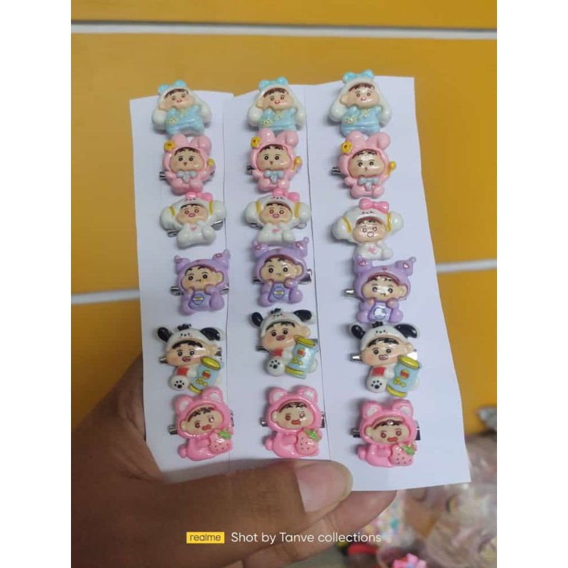 Jual Isi 12 bros lucu karakter Shinchan sanrio/bros pin fancy glossi ...