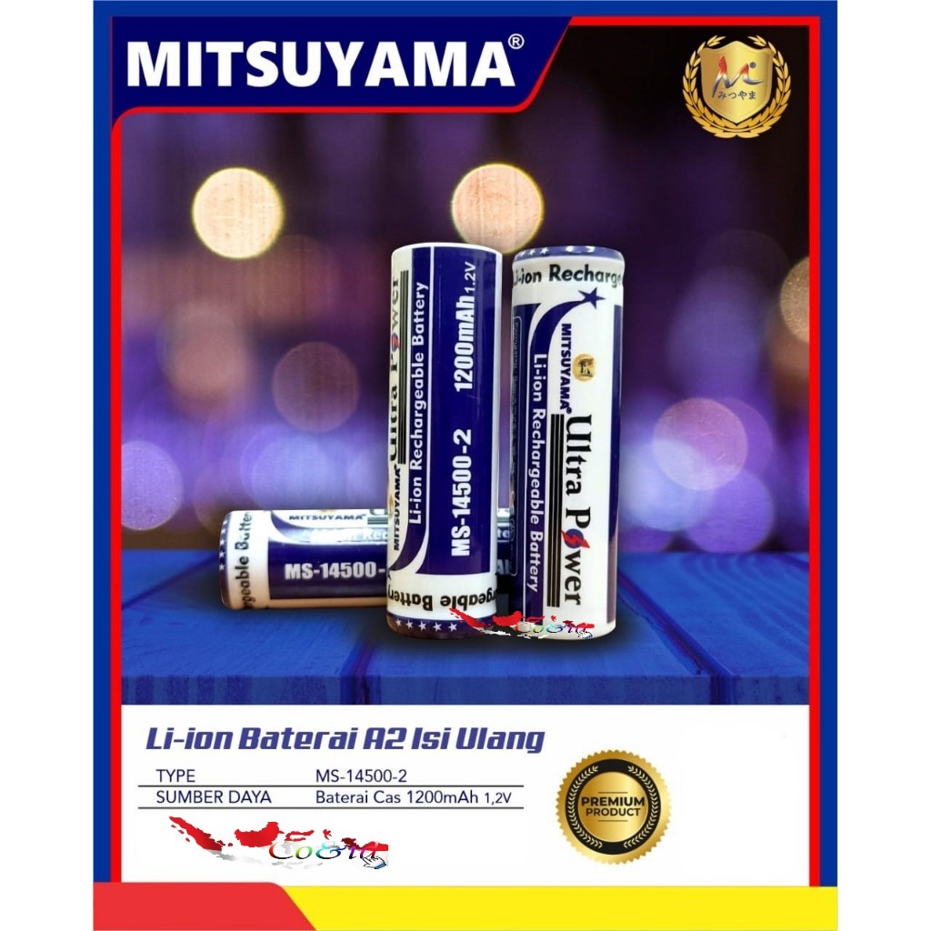 Jual Baterai Cas A2 AA 14500 Li-ion 1200mah Baterai Li-ion A2 Cas Ulang ...