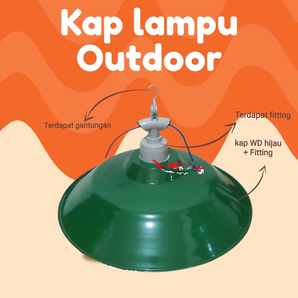 Jual Kap Lampu Satu Set Outdoor WD Hijau Gantung E27 Lampu Kap Lampu Tiang Kap Jalan Kap WD ...