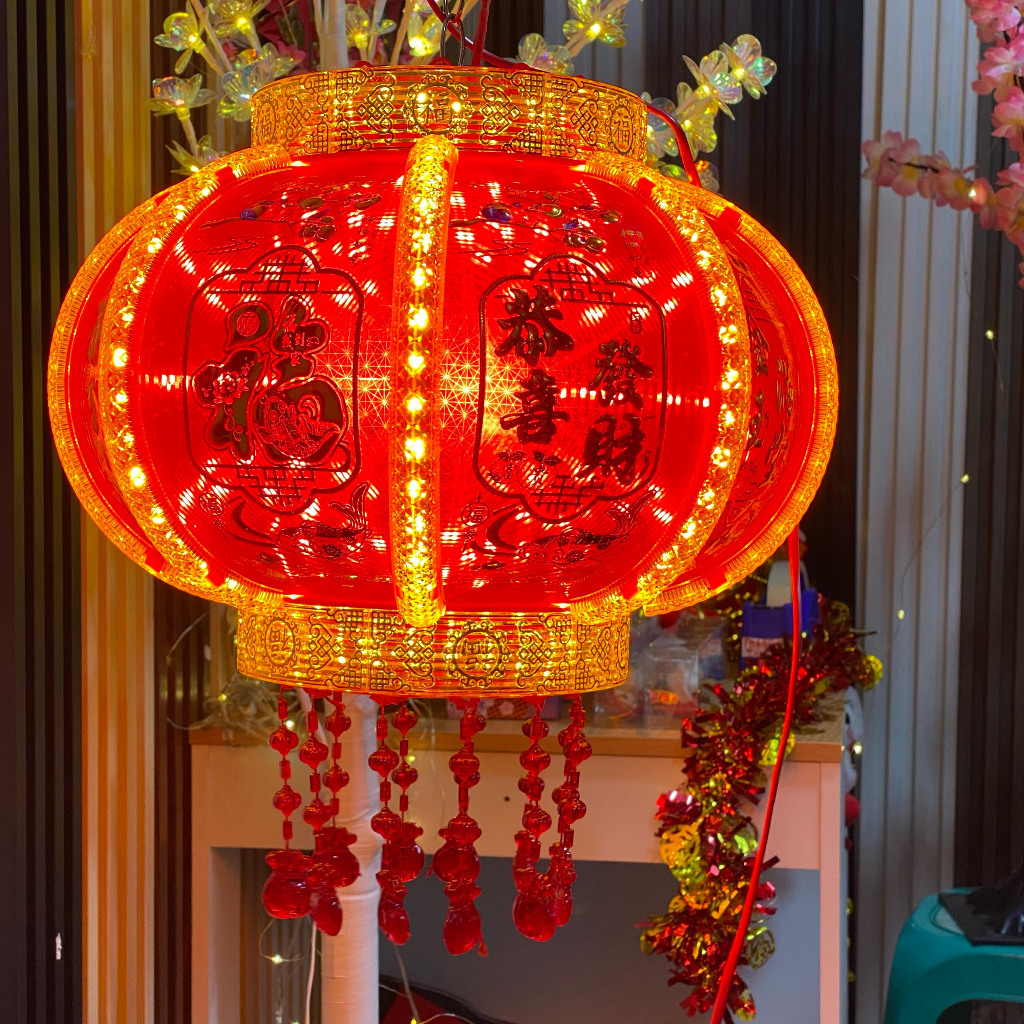 Jual Lampion Lampu Imlek Besar Listrik LED Bisa Putar 360 Derajat / Red ...