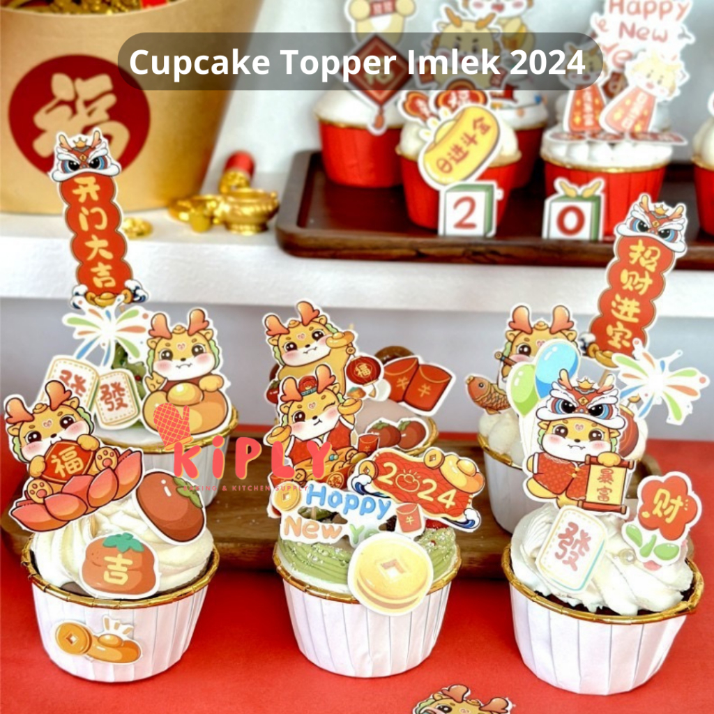 Jual (10 PCS)Cupcake topper imlek 2024/Cake Topper Motif Cina Imlek ...
