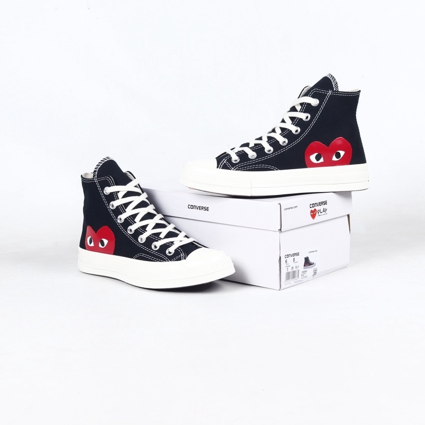 Jual SEPATU CONVERSE 70S HIGH X CDG PLAY LOVE BLACK WHITE SOL GLOSSY 37 ...