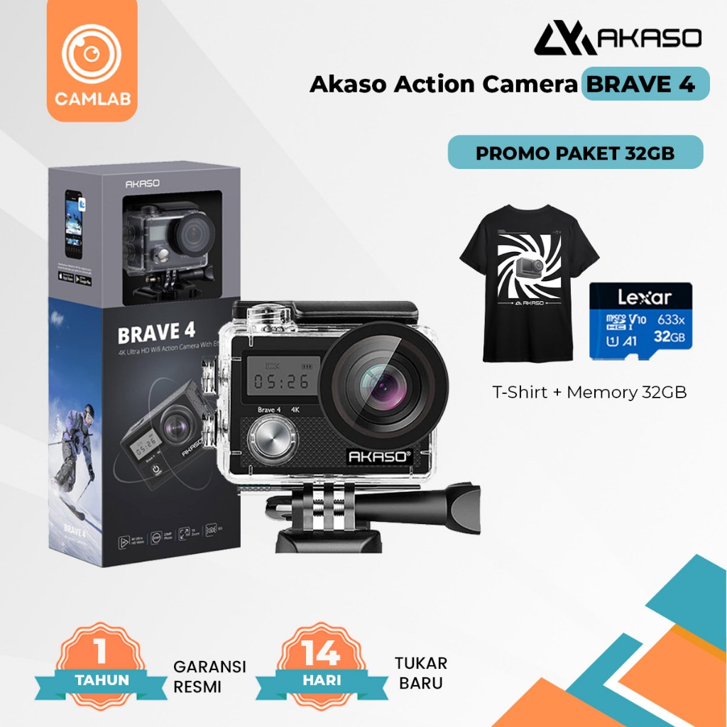 Jual AKASO Brave 4 4K 20MP WiFi Action Camera Original Garansi Resmi | Shopee Indonesia