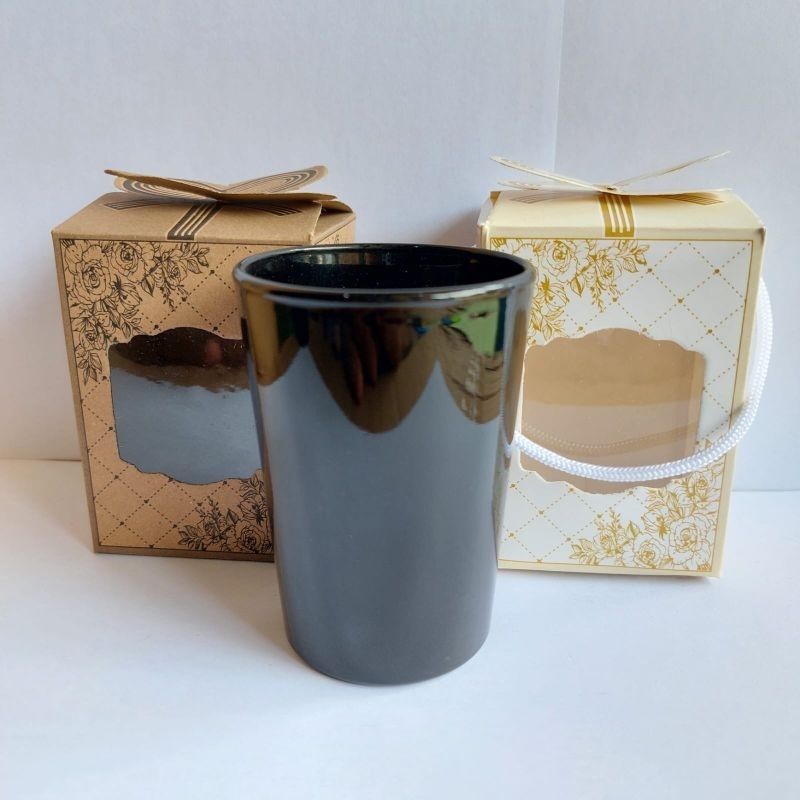 Jual Souvenir gelas H10 hitam doff hitam glossy dan putih glossy tinggi ...
