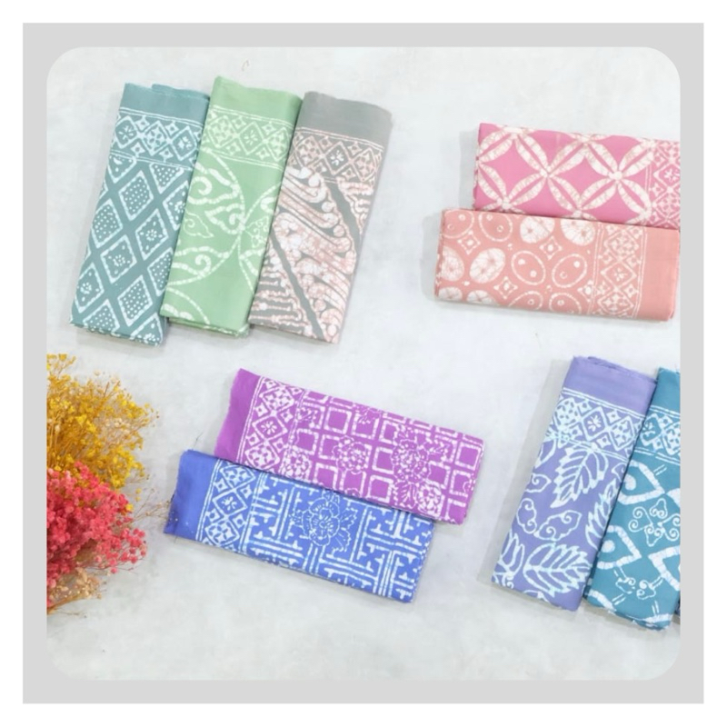 Jual kain batik katun cap pastel remekan warna alam set viscose polos ...