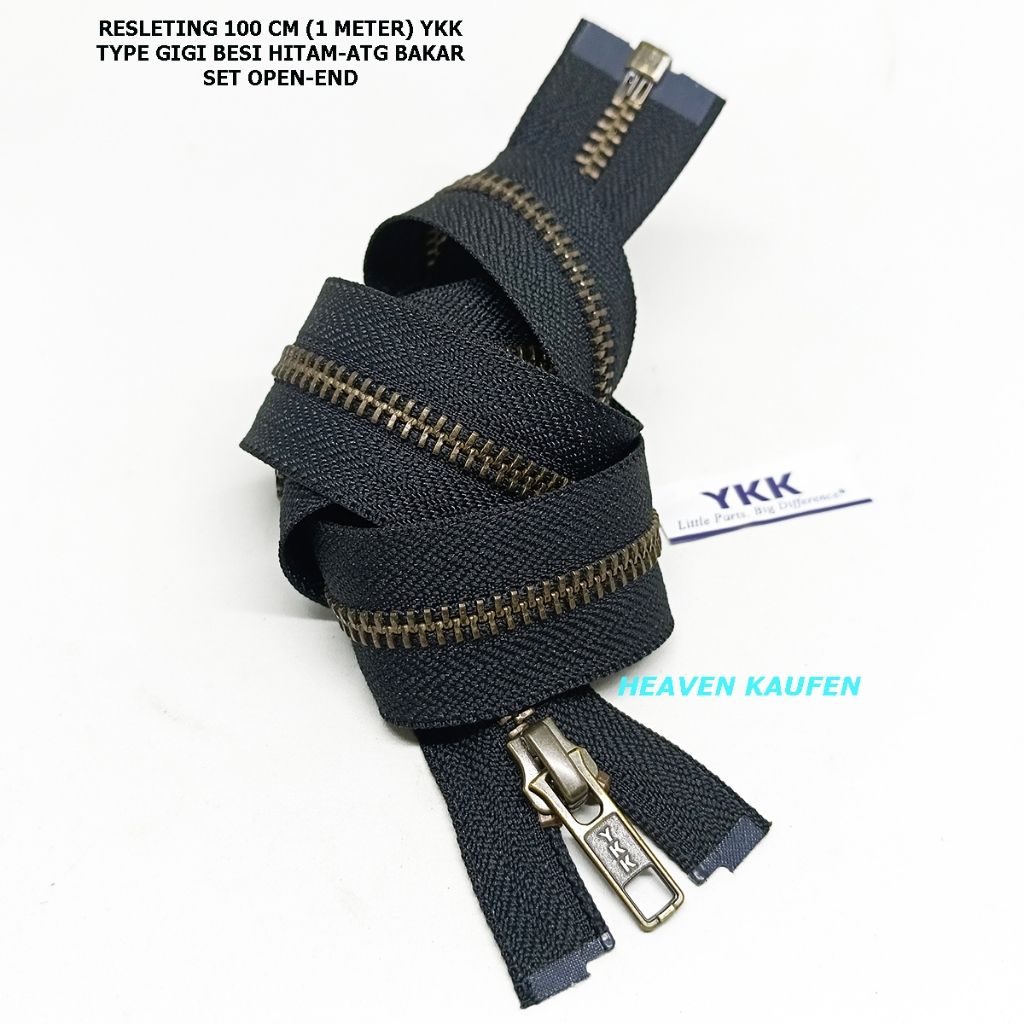 Jual Resleting Zipper Ritsleting YKK 100 cm Atau 1 Meter Type Gigi Besi Warna Hitam ATG Bakar ...
