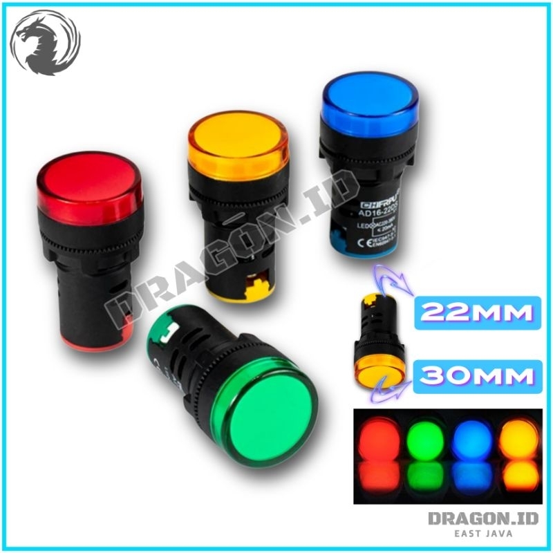 Jual Pilot Lamp Led 22mm 220V Ac Lampu Indikator Panel Listrik 220v ...