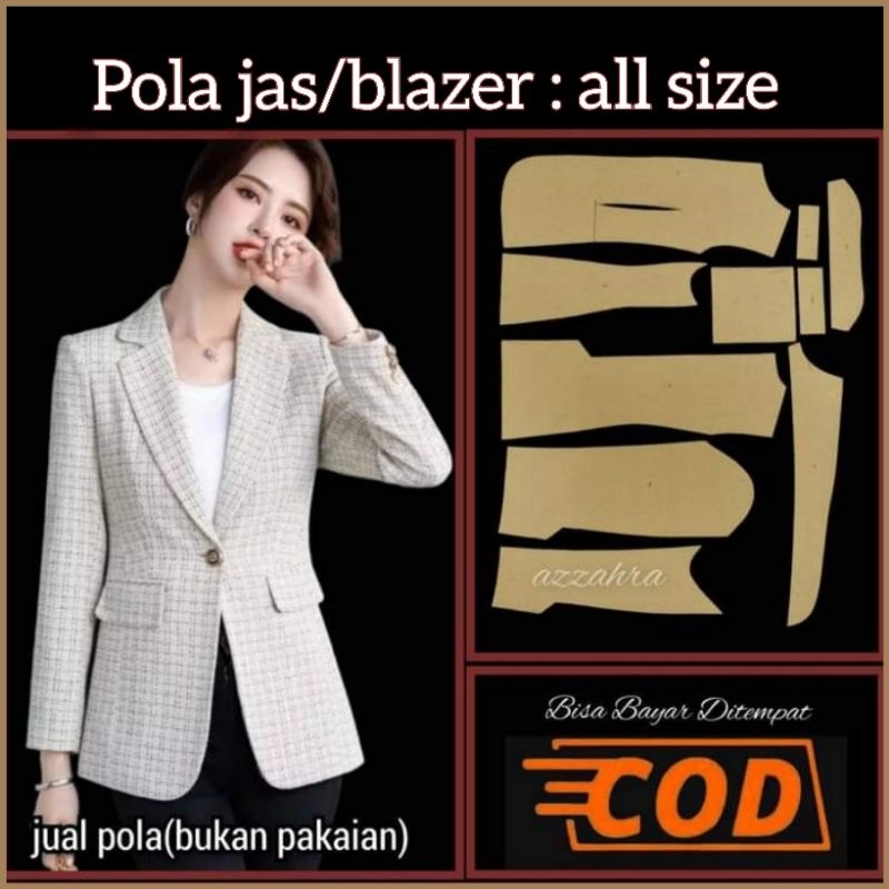 Jual Paket pola jas/blazer wanita, 5 size (s,m,l,xl,xxl) pola instan ...