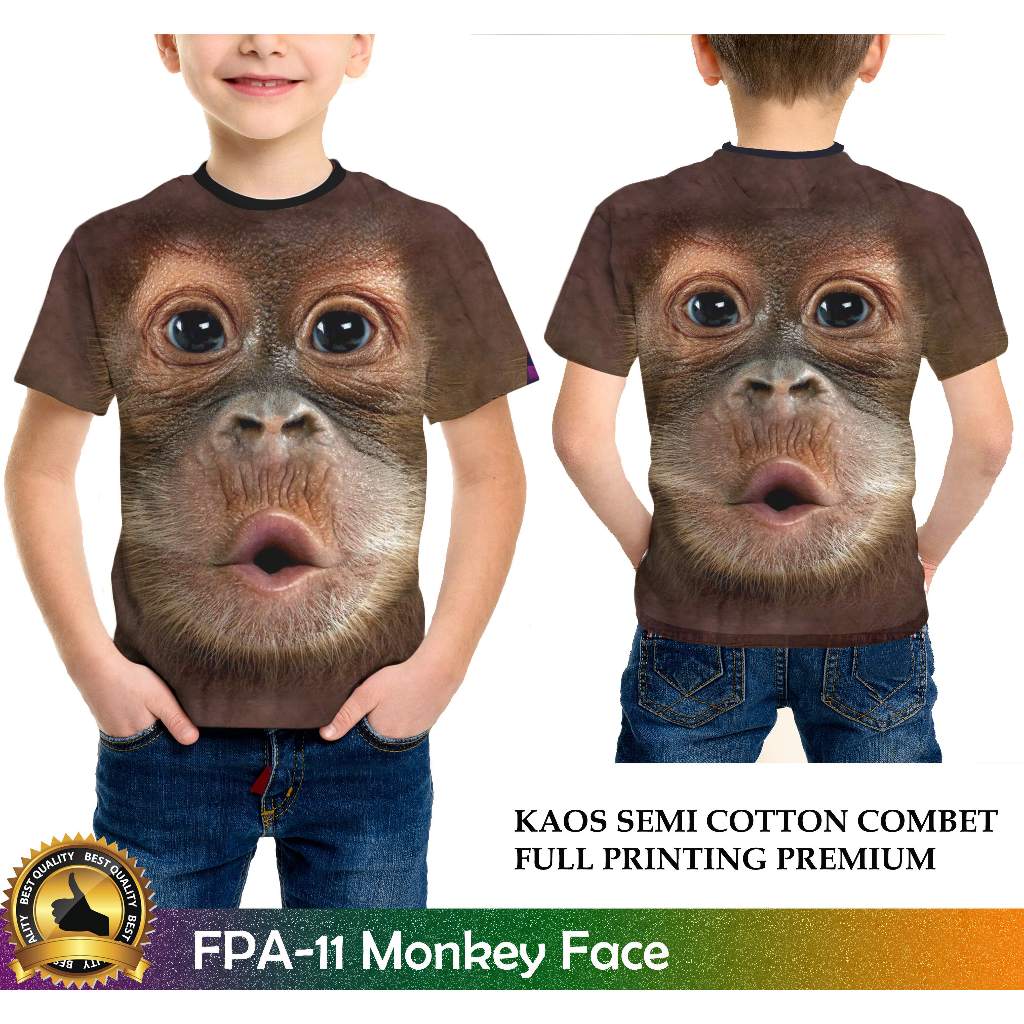 Jual KAOS MONKEY FACE Full Print Baju MONYET T-SHIRT 3D Premium ...