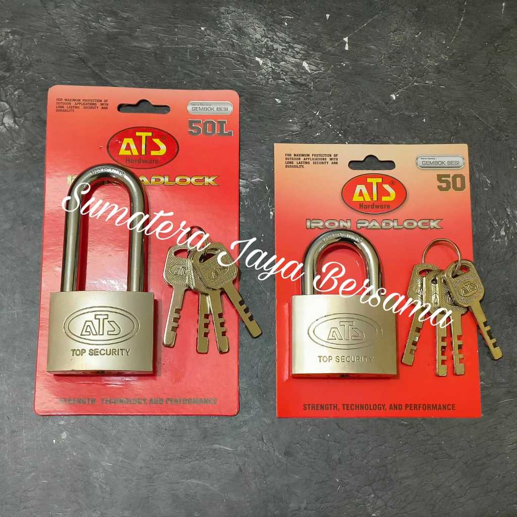 Jual Gembok ATS 50mm leher panjang / pendek 50 MM Iron Padlock 4 anak ...