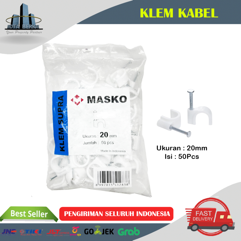 Jual KLEM/ KLIP KABEL MASKO KLEM SUPRA 20mm | Shopee Indonesia