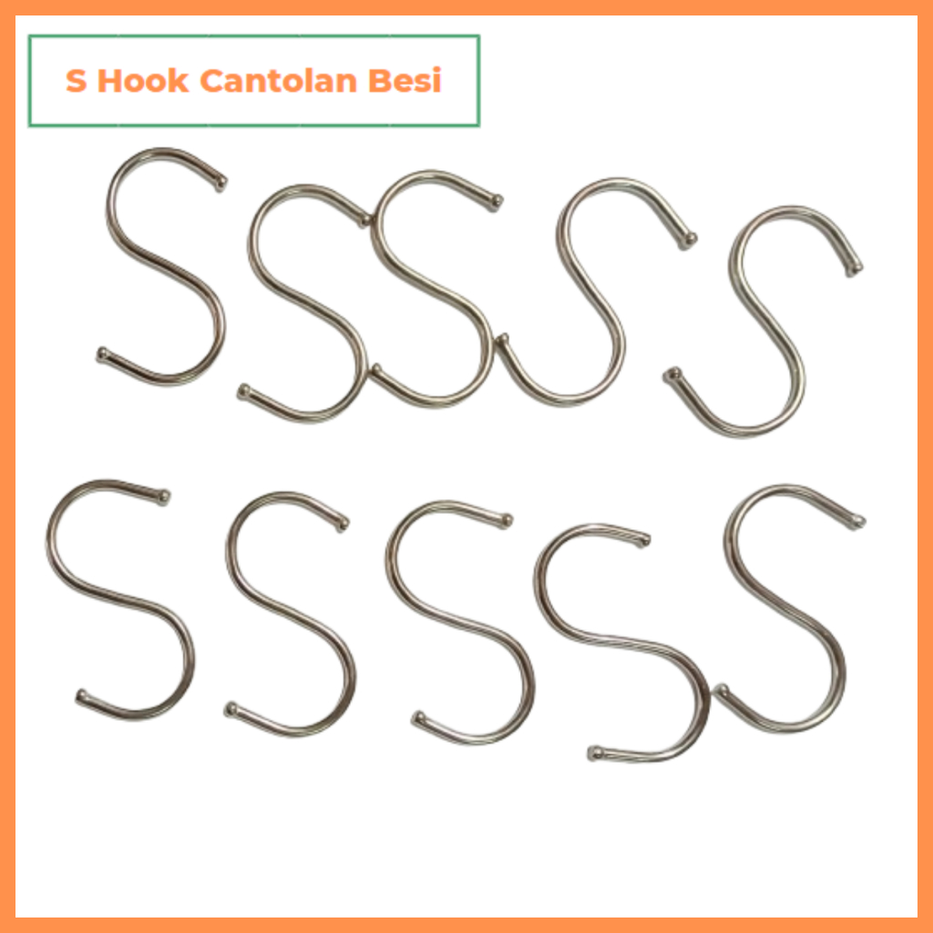 Jual S Hook Cantolan Besi Untuk Display Toko 1 Pack isi 10pcs | Shopee ...