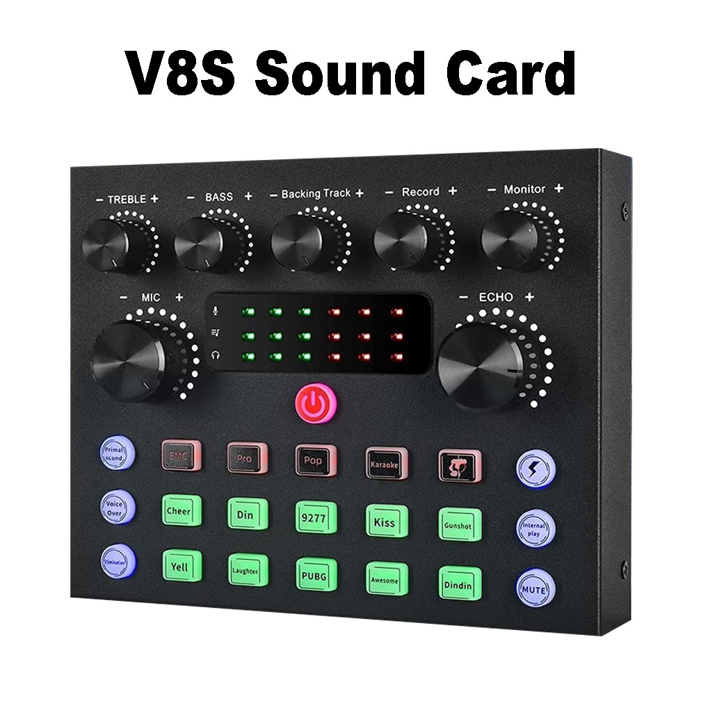 Jual RIXTON V8/V8S/F998 Audio Mixer External Sound Cards Headset Microphone Live Sound Card ...