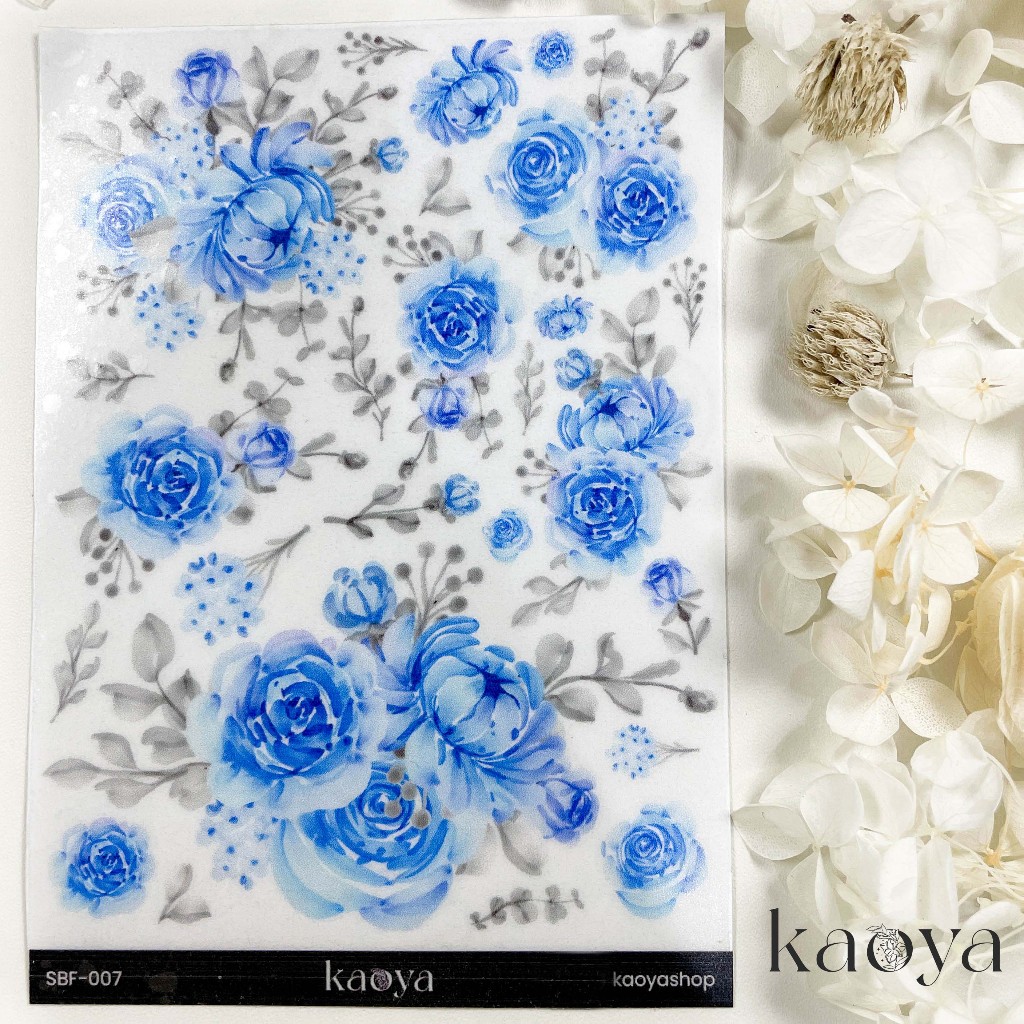 Jual Watercolor Flower Sticker 3 Stiker Bunga Transparan / Matte Putih ...