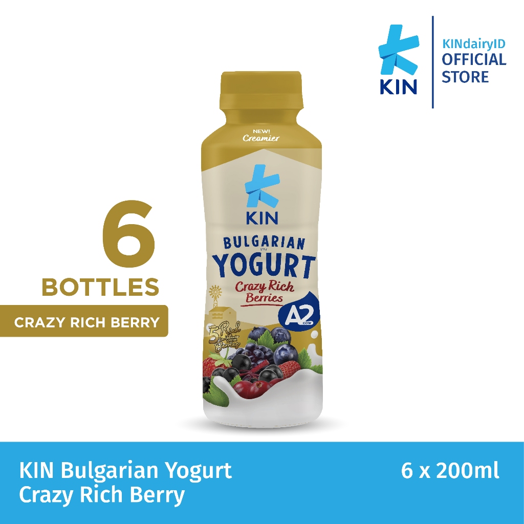 Jual KIN Bulgarian Yogurt Crazy Rich Berry 6x200 ml | Shopee Indonesia