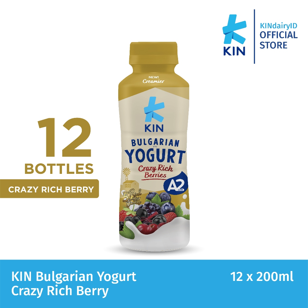 Jual KIN Bulgarian Yogurt Crazy Rich Berry 12x200 ml | Shopee Indonesia