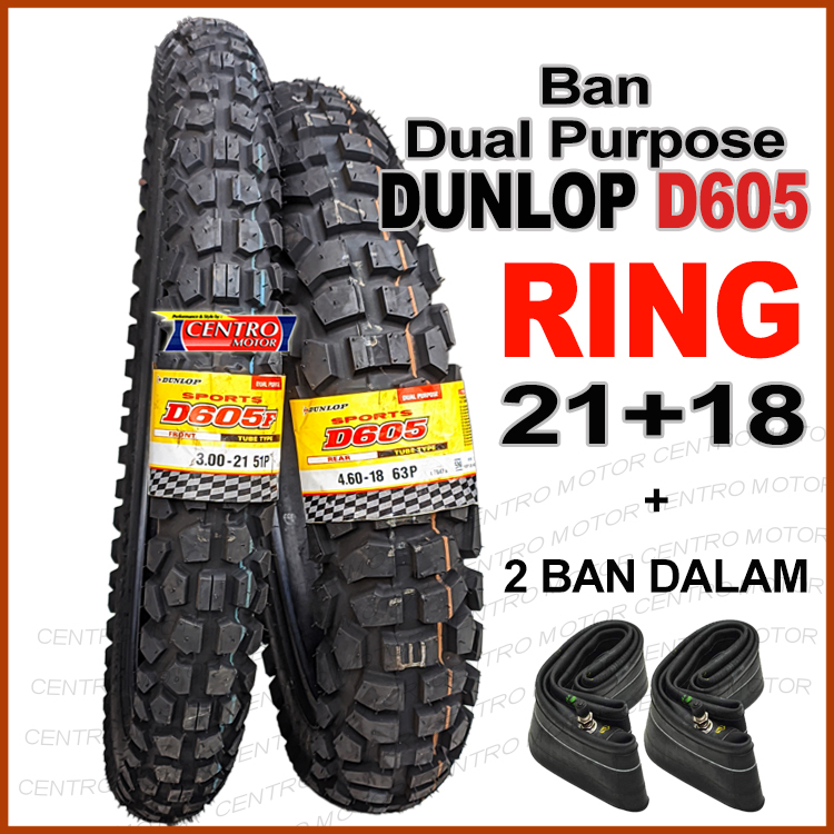 Jual Dunlop D605.Paket Ban Dual purpose CRF, KLX BF, WR155.Ring 21+18 ...
