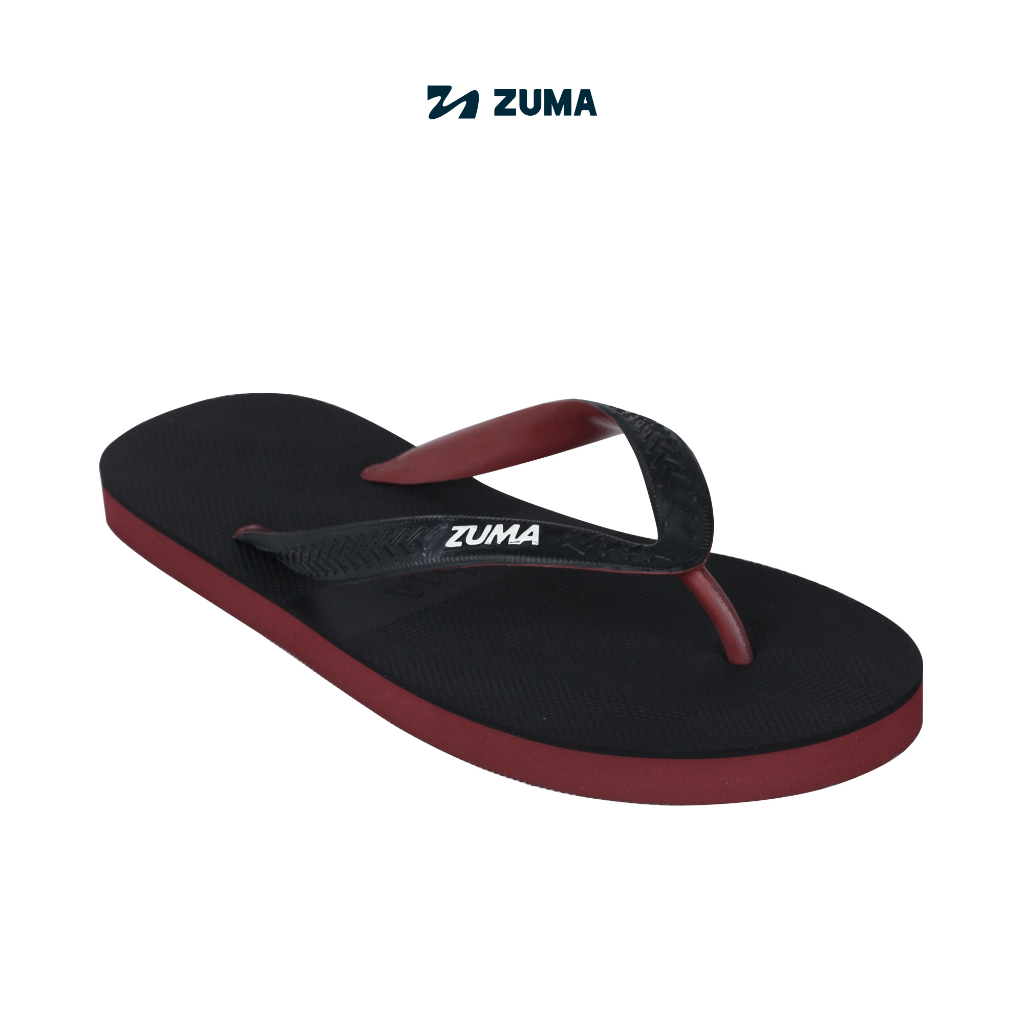 Jual Zuma Men Black Series 1 Maroon, Sandal Jepit Pria Karet Polos ...