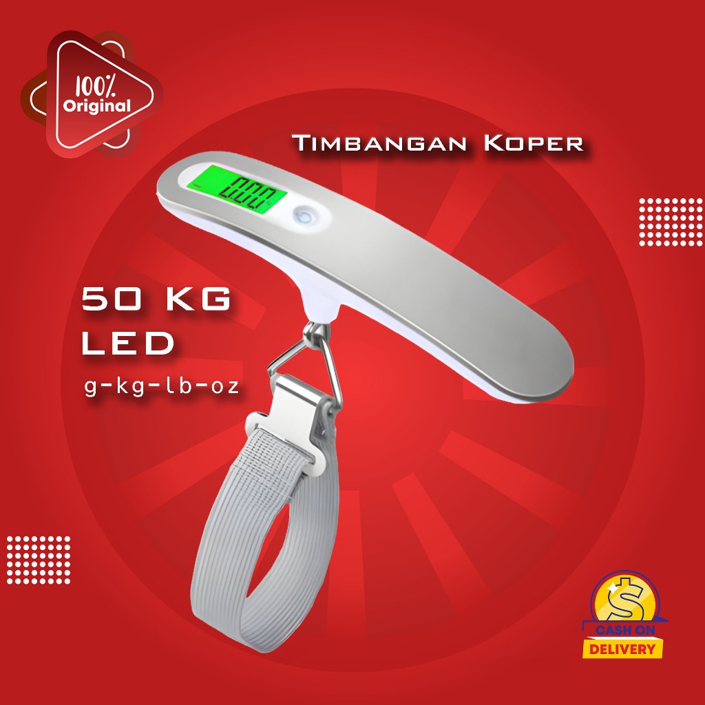 Jual Timbangan Koper Tas Bagasi Gantung Travel 50kg Digital Luggage Scale Portable Stainless ...