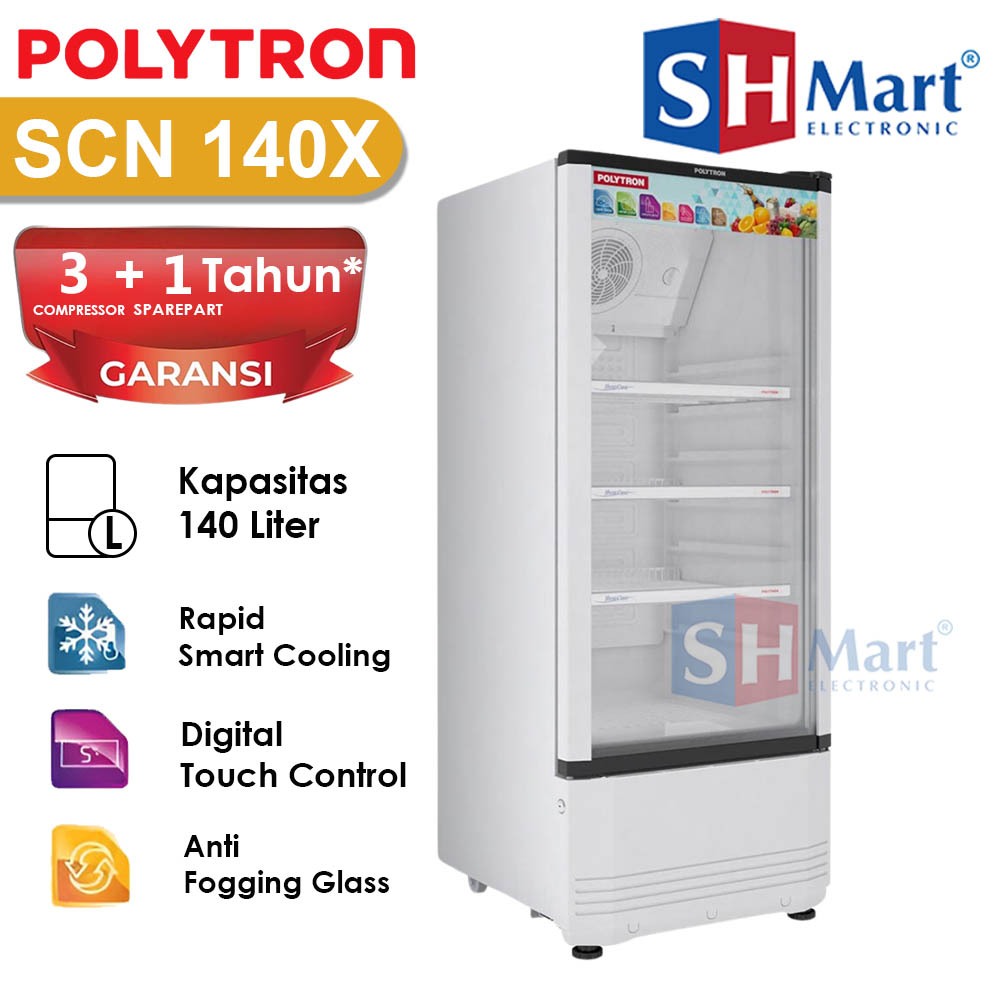 Jual SHOWCASE POLYTRON KAPASITAS 140 LITER 3 RAK LEMARI PENDINGIN ...