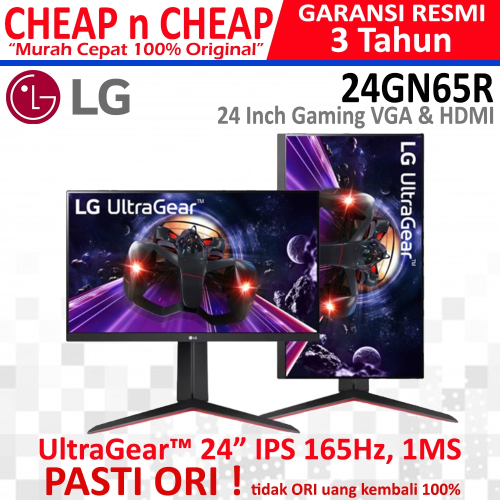 Jual LG 24GN65R IPS 1MS 165Hz IPS - Monitor Gaming 24 Inch inci 24 ...