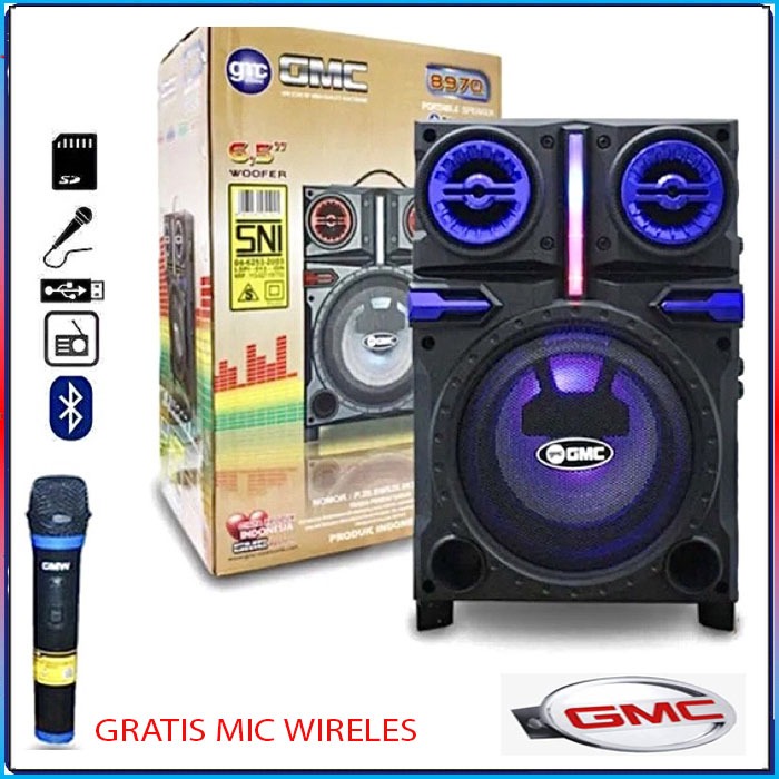 Jual SPEAKER GMC BLUETOOTH / SPEAKER KARAOKE 897Q + FREE MIC WIRELESS ...