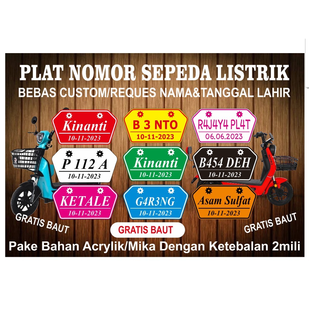 Jual PLAT NOMOR SEPEDA LISTRIK | Shopee Indonesia