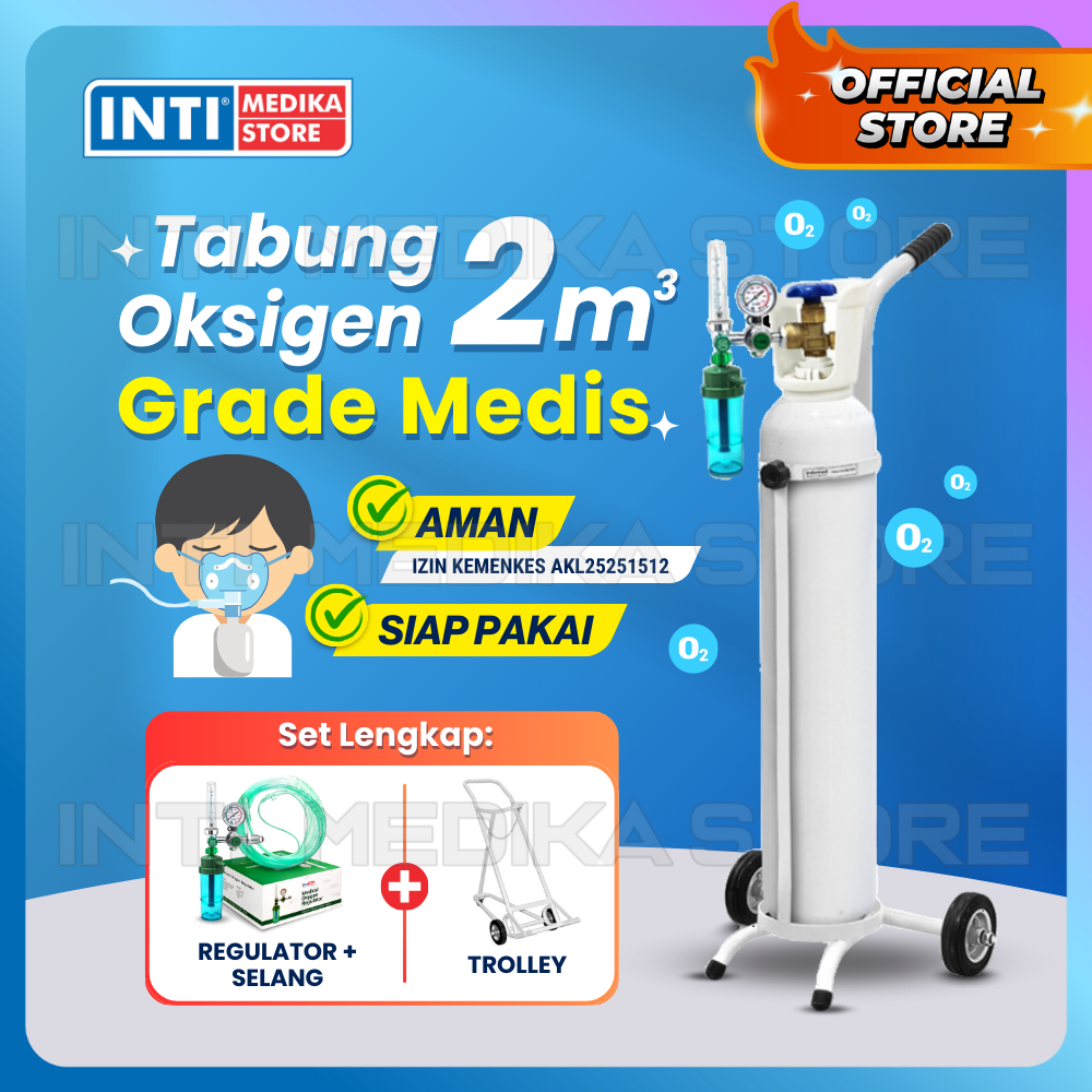 Jual Tabung Oksigen Set 2m3 (+ Trolley + Regulator ) | Tabung Oxygen | Shopee Indonesia