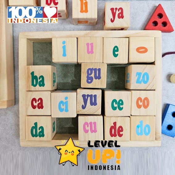 Jual Balok Kayu Dadu Eja Kata Baca Syllable Block - Mainan Edukasi Anak ...