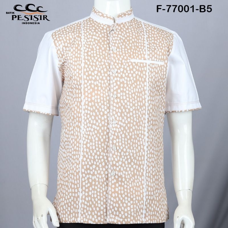 Jual Exclusive Batik Pesisir Kemko Pendek Pria Motif Volka Putih Cream ...