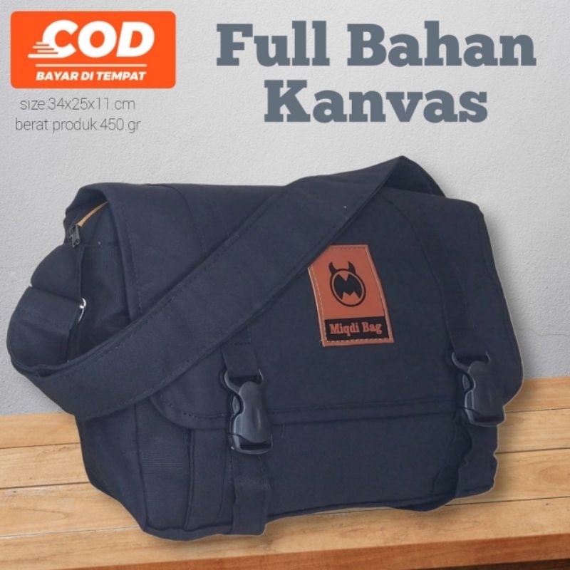 Jual Tas Selempang Kanvas Pria Slingbag Sekolah Kuliah kerja Midqi bag Tas Slempang Kotak Kerja ...