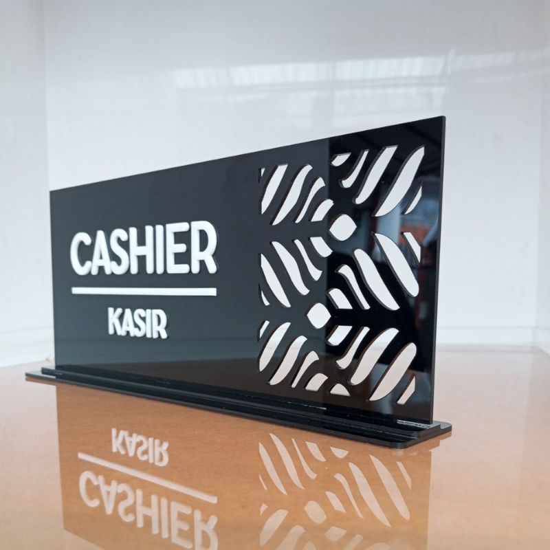 Jual Cashier / Kasir Sign Board Standing Arcyilik Timbul + Bolong Motif ...