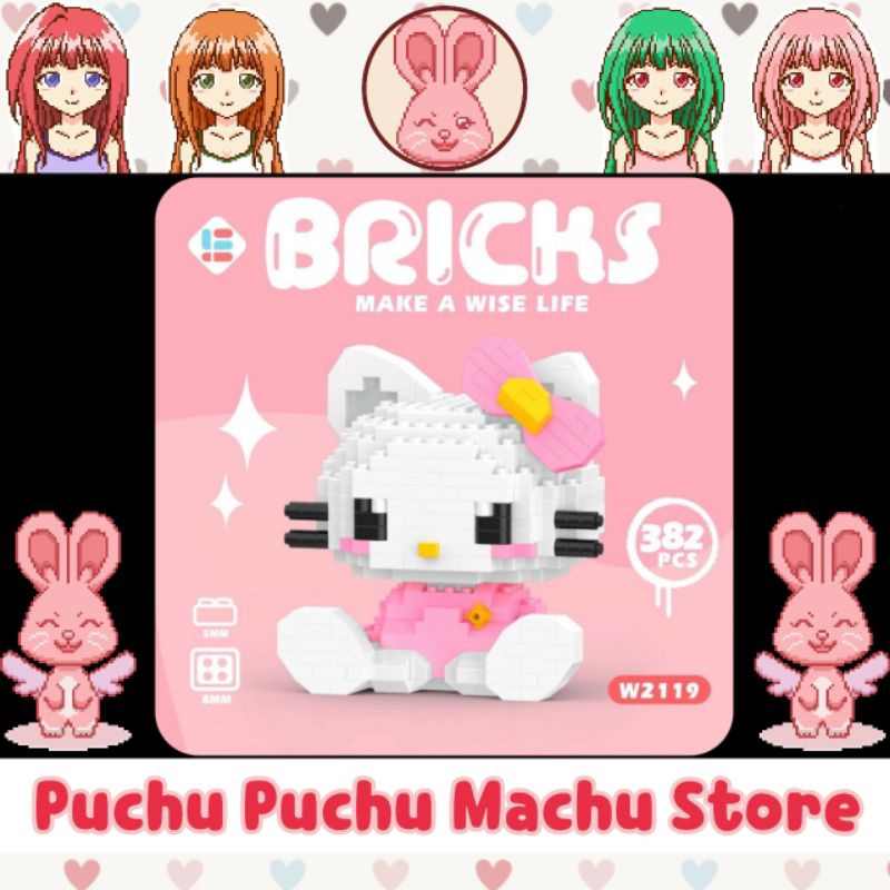Jual BRICKS HELLO KITTY Duduk Imut Balok Susun Nano Block Brick SANRIO ...