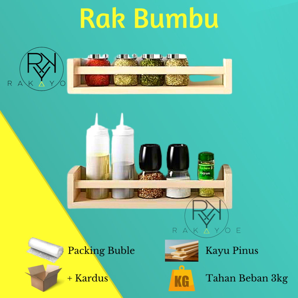 Jual Rak bumbu Dapur Kayu aeshtetic multifungsi serbaguna murah awet ...