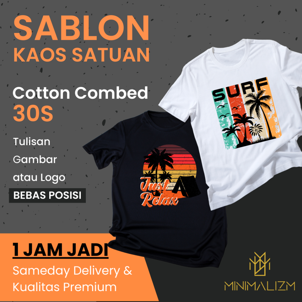 Jual SABLON KAOS SATUAN CUSTOM PREMIUM COMBED 24s` BEBAS POSISI `BEBAS DESAIN` | Shopee Indonesia